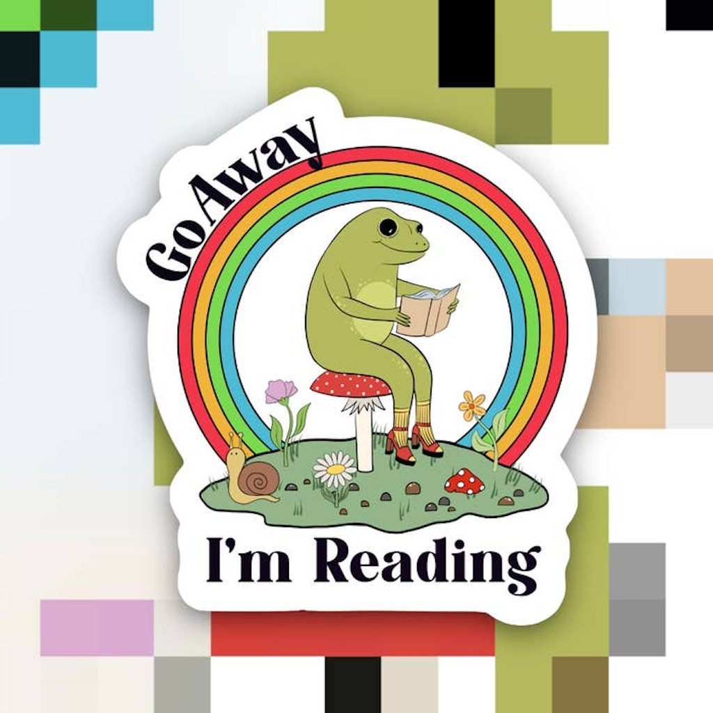 Go Away I’m Reading Frog Sticker – Urban General Store