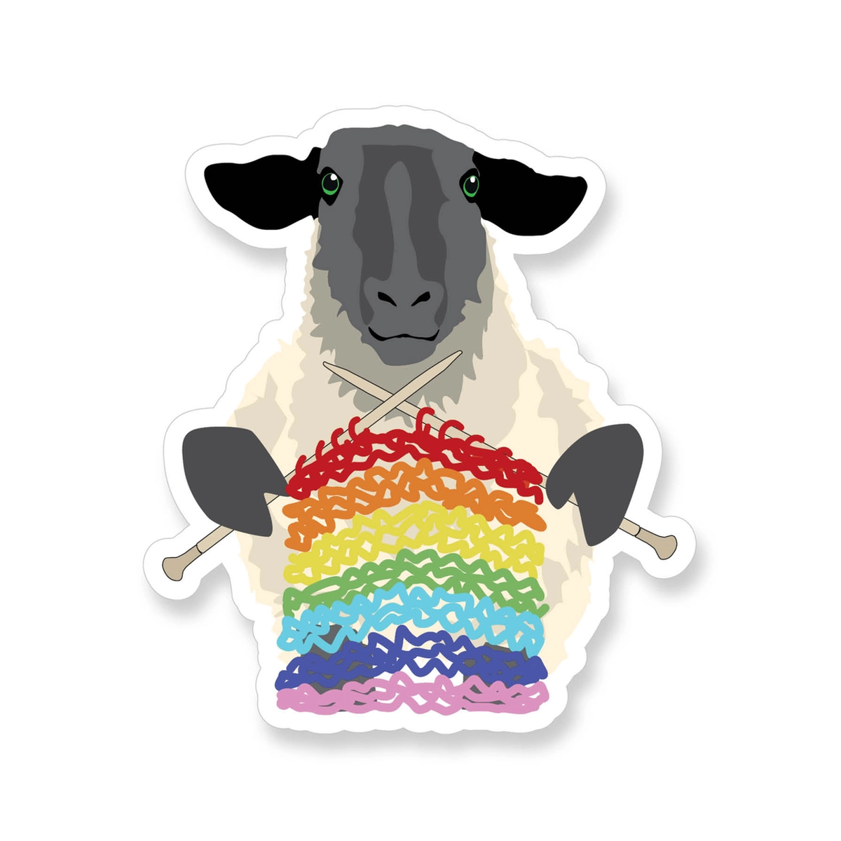 Sheep Knitting Rainbow Sticker – Urban General Store