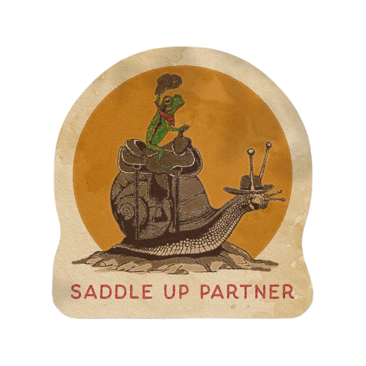 Saddle Up Partner Frog And Snail Cowboy Sticker – Urban General Store