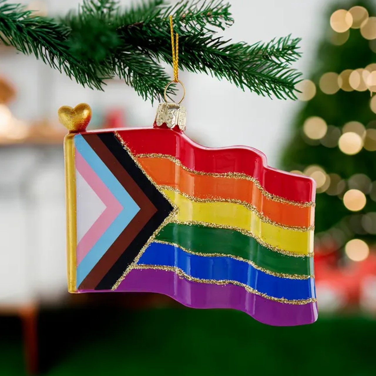 Noble Gems Glass Progress Pride Flag Ornament – Urban General Store