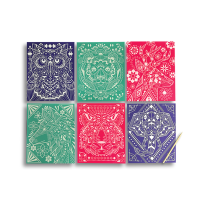 Scratch and Shine Foil Scratch Art Kit - Geometric Animals – Urban ...