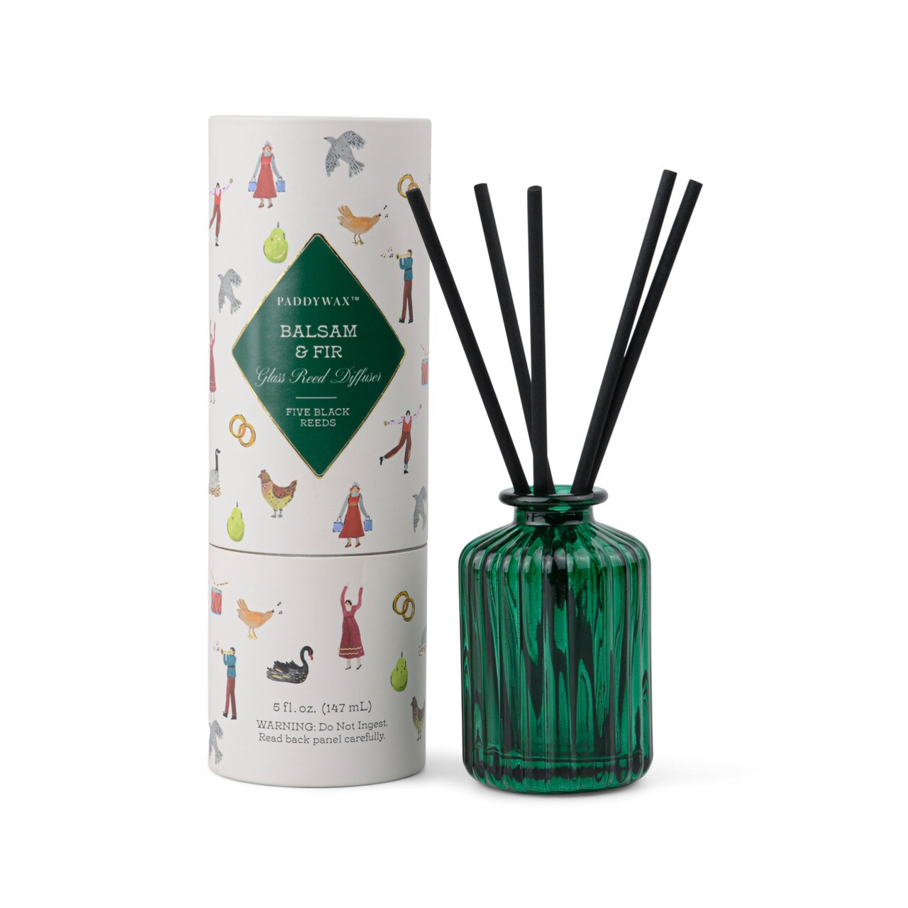 Green Ribbed Glass Holiday Diffuser - Balsam And Fir – Urban General Store