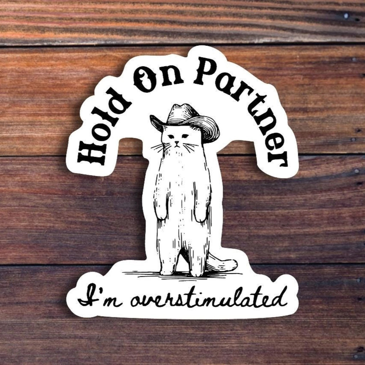 Hold On Partner I'm Overstimulated Sticker – Urban General Store
