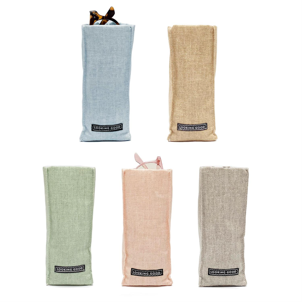 Looking Good Standing Triangular Weighted Pastel Linen Eyeglass Holder ...